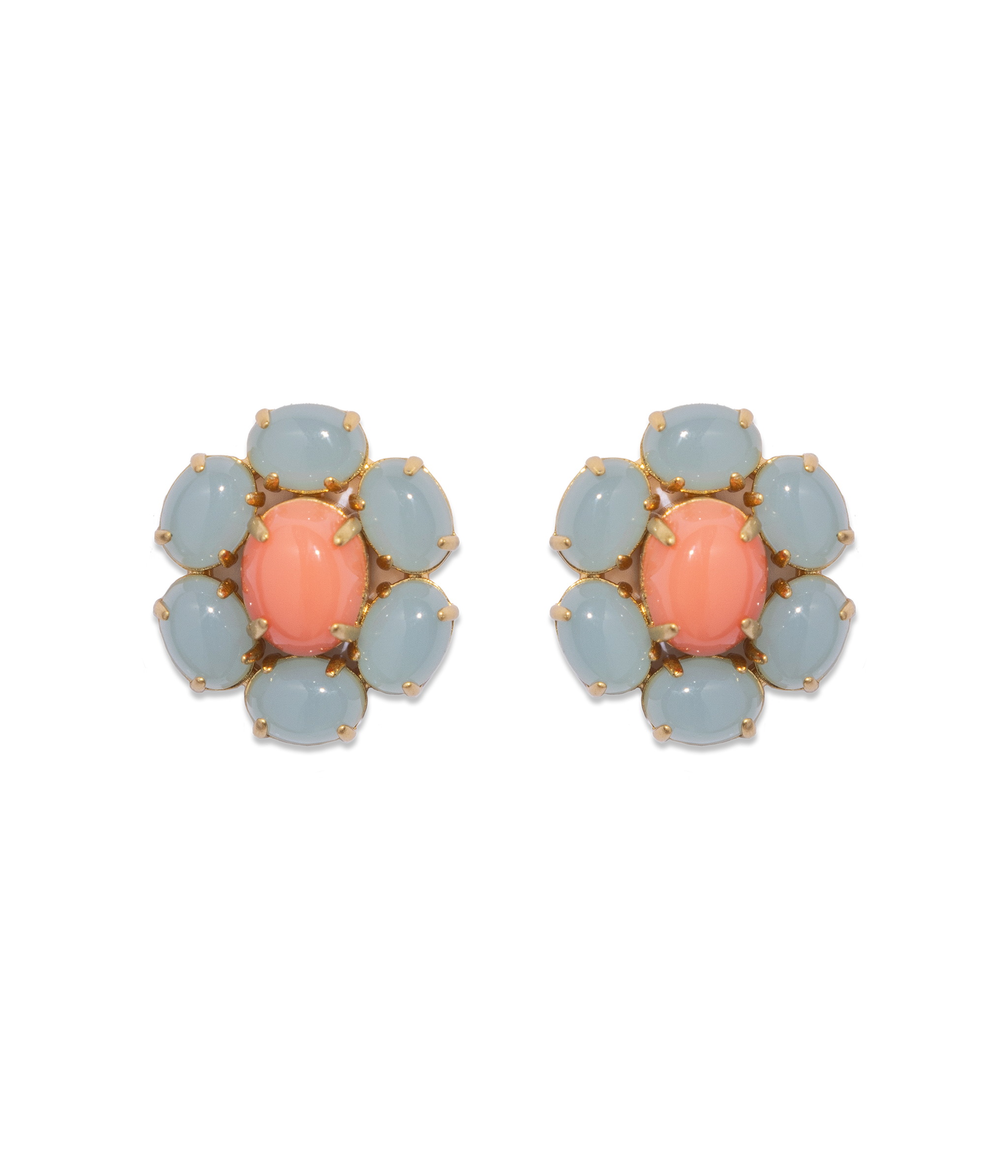 Ruthie Earrings in Coral / Blue