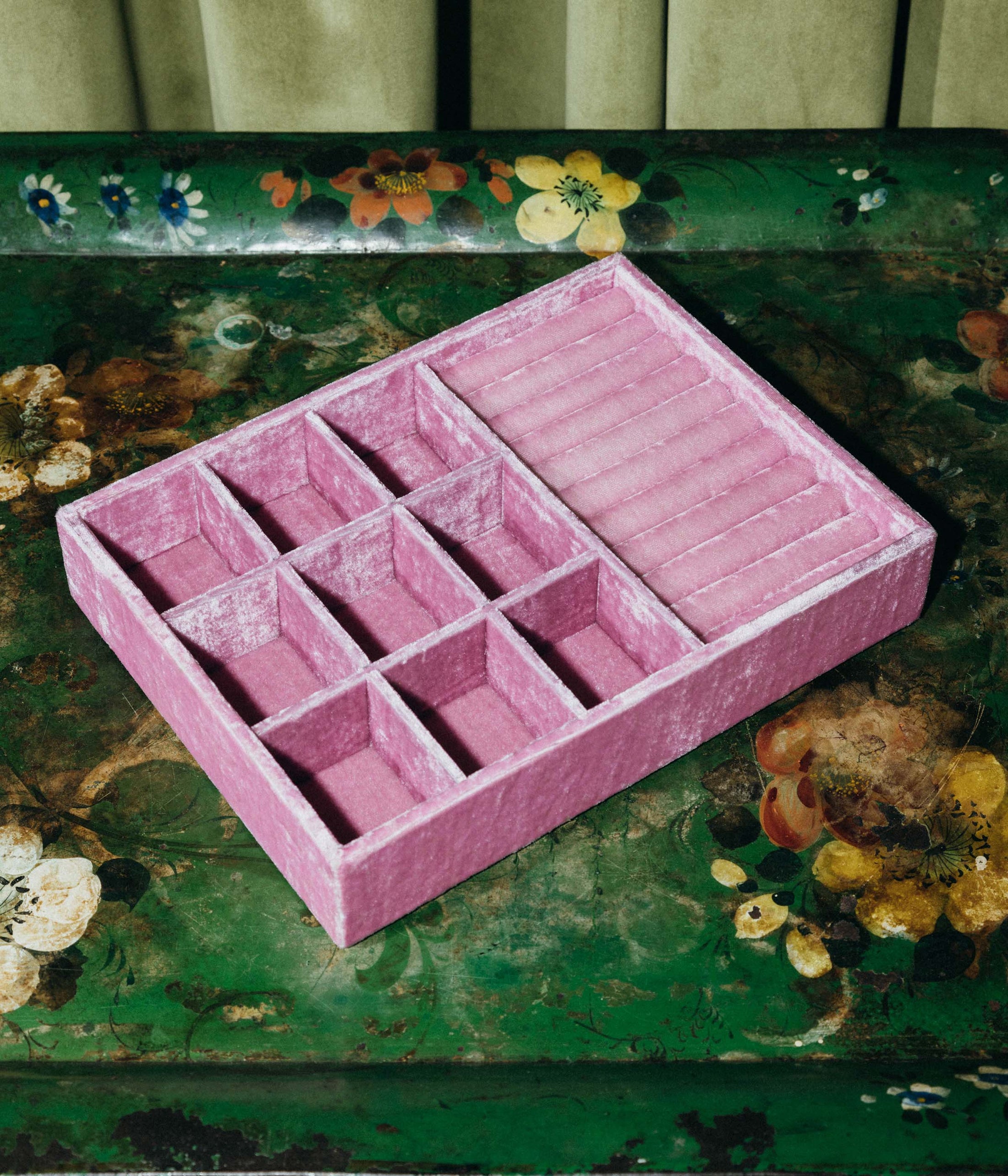 Stackable Velvet Jewelry Tray - Berry Pink