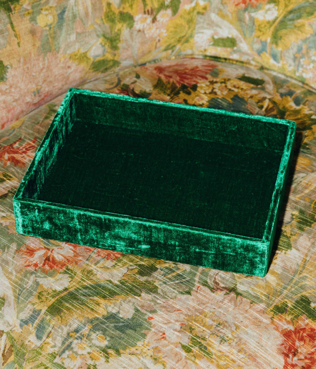 Stackable Velvet Jewelry Tray - Emerald Green