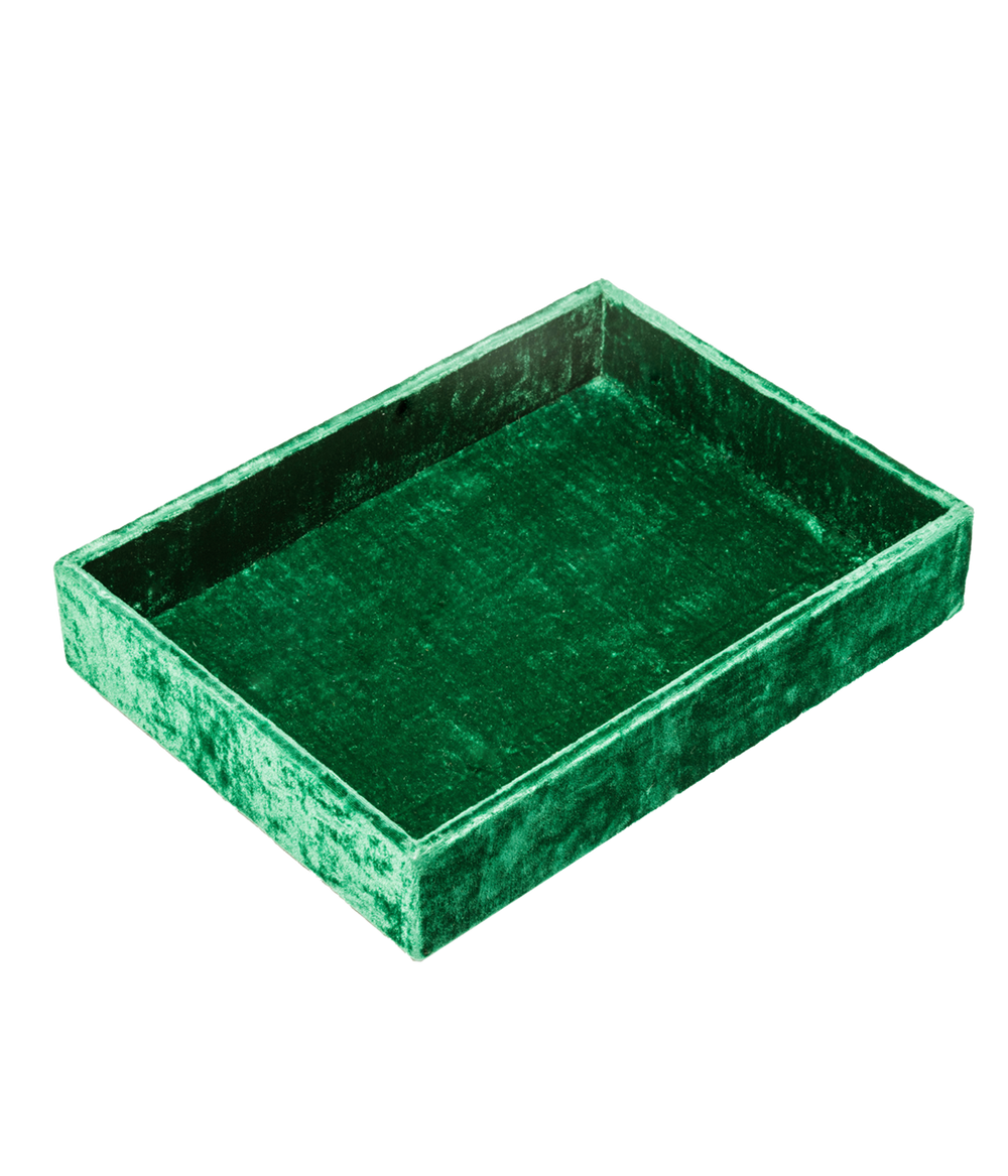 Stackable Velvet Jewelry Tray - Emerald Green