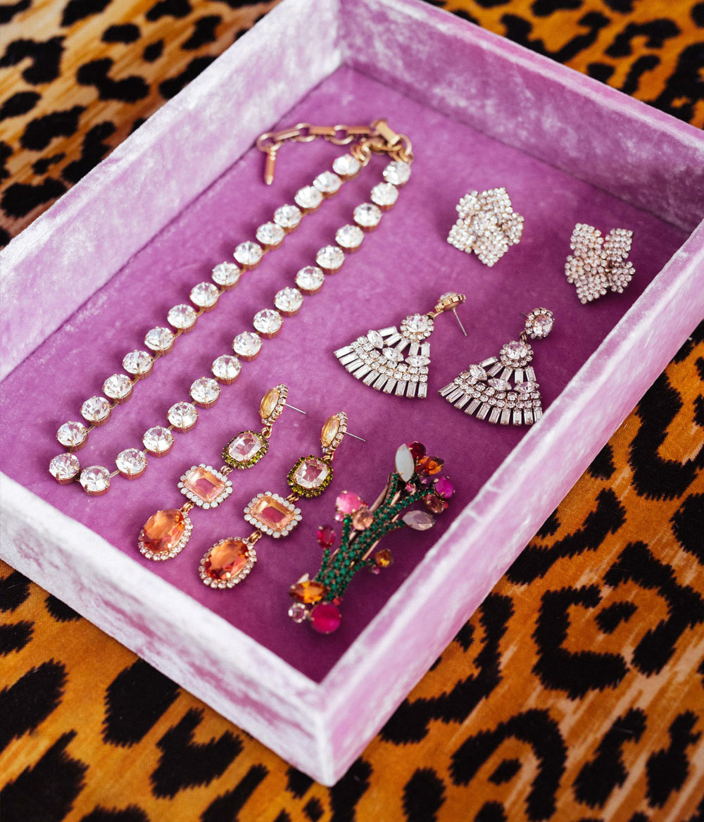 Stackable Velvet Jewelry Tray - Berry Pink